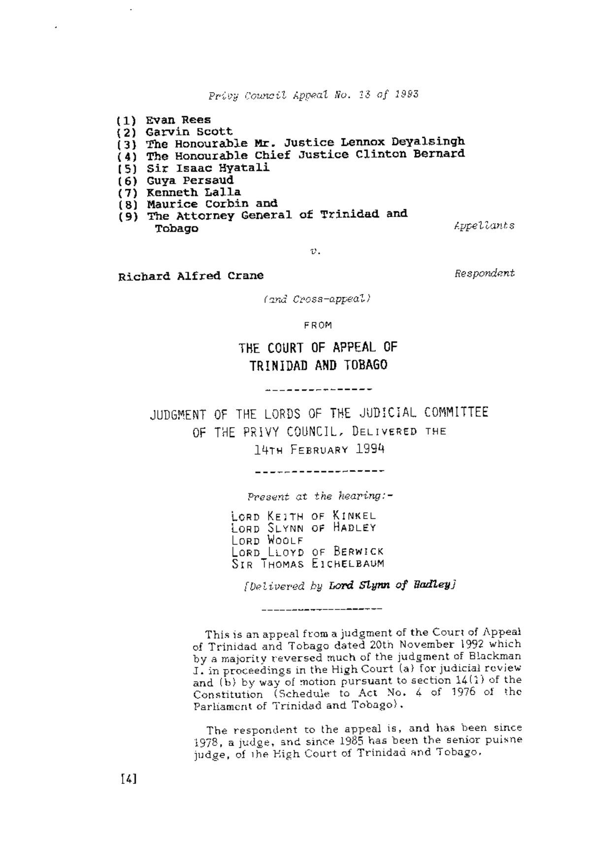 Rees v Crane 1994 Case Study Analysis and Summary - Studocu