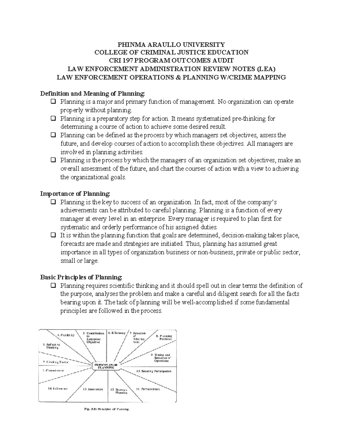 CRI 197 Law Enforcement Administration: Planning & Crime Mapping Notes ...