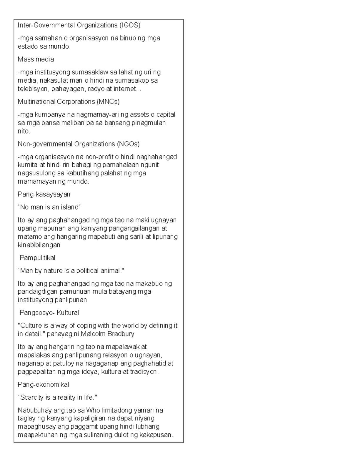 International Organizations Overview: IGOs, NGOs, MNCs, and Media - Studocu