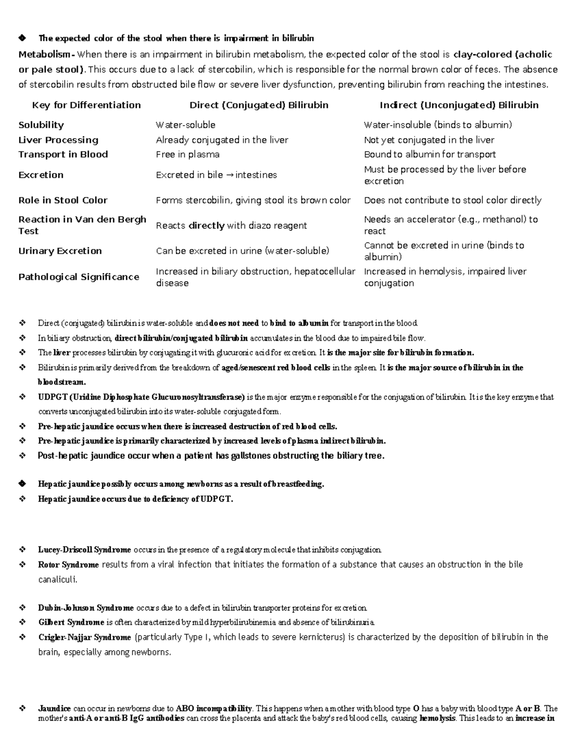 CC2 Q&A - Clinical Chemistry Notes on Bilirubin and Stool Color - Studocu