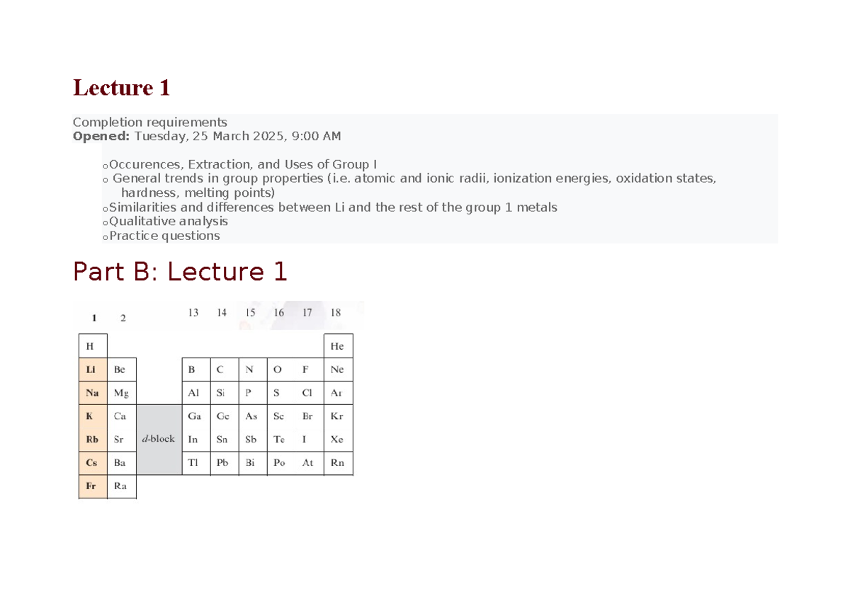 Lecture 1: Group 1 Metals - Properties, Occurrence, and Extraction ...