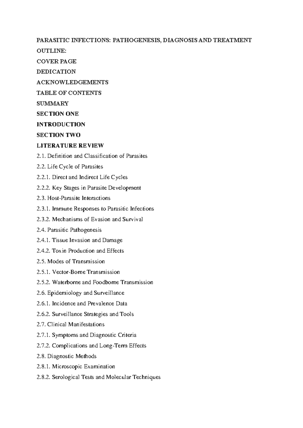 Parasitic Infections: Pathogenesis, Diagnosis & Treatment Outline ...