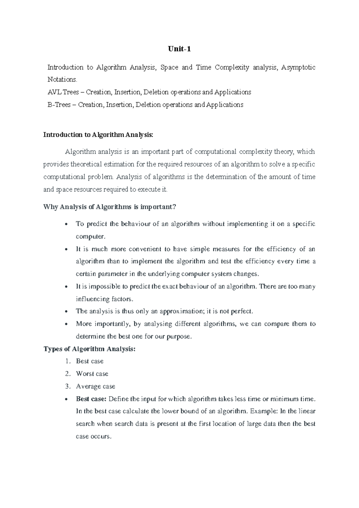 ADSA 101: Introduction to Algorithm Analysis & AVL Trees Operations ...