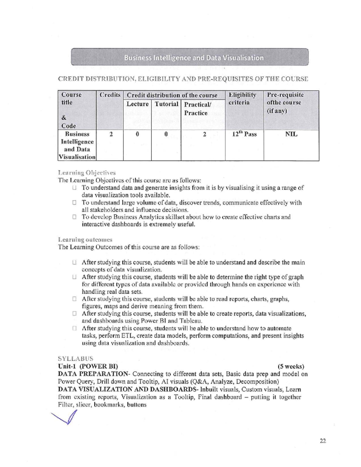 Business Intelligence and Data Visualization Syllabus (Course Code: BI ...