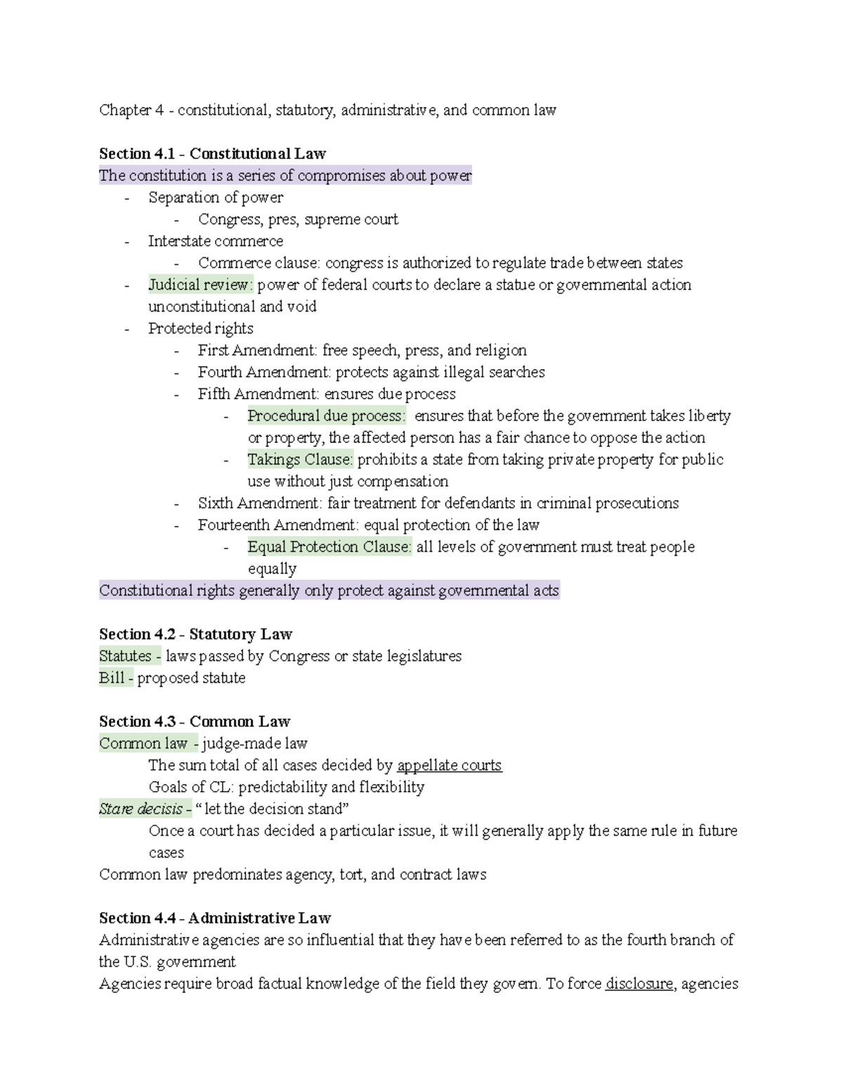 Business Law Chapter 4: Constitutional, Statutory, Admin, & Common Law ...
