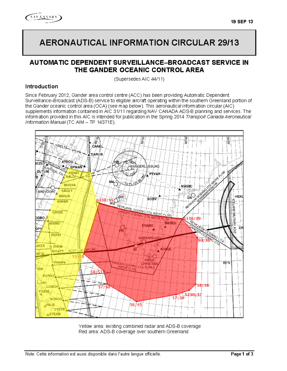 NAT ADS-B Gander OCA AIC 29/13: Operational Use & Procedures - Studocu