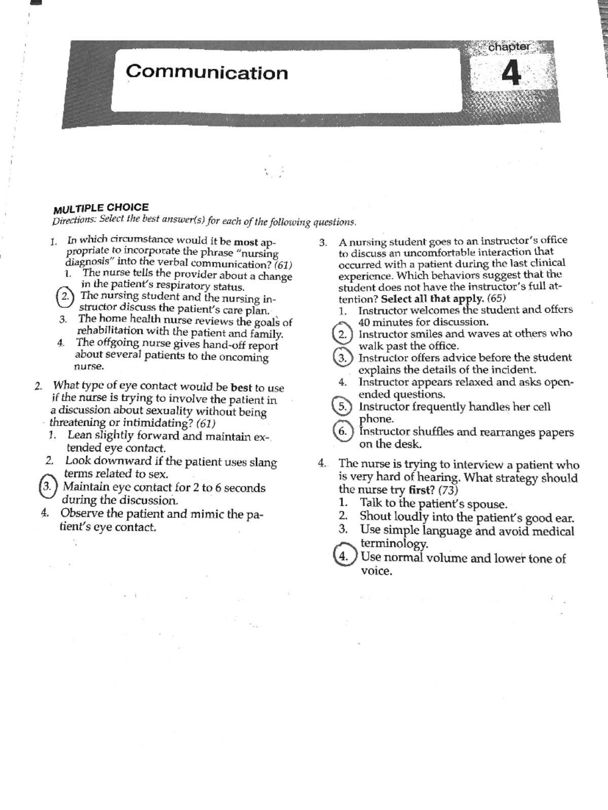 NUR 202: Chapter 4 Study Guide - Effective Communication Strategies ...