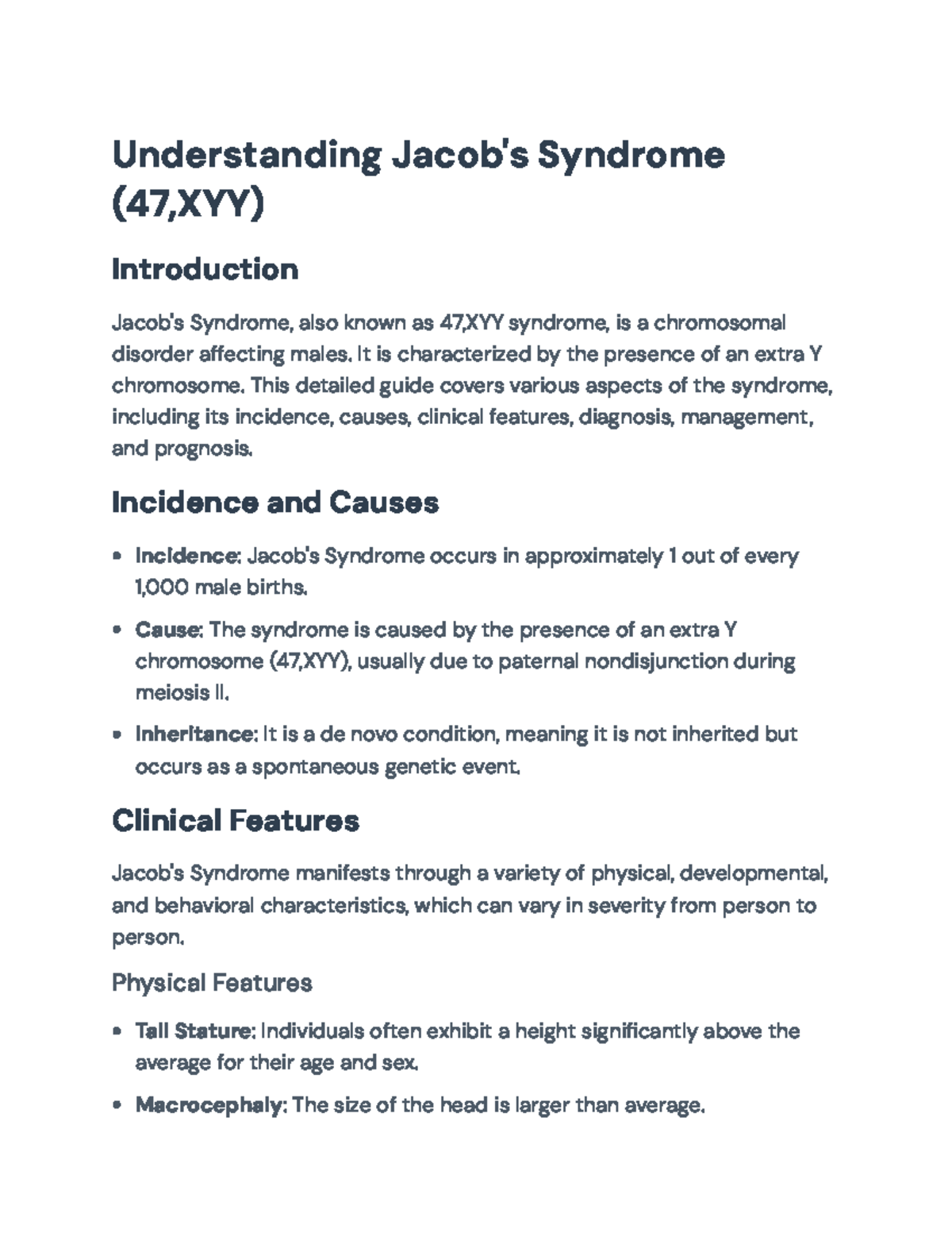 Understanding Jacob's Syndrome (47,XYY): Overview & Management Guide ...