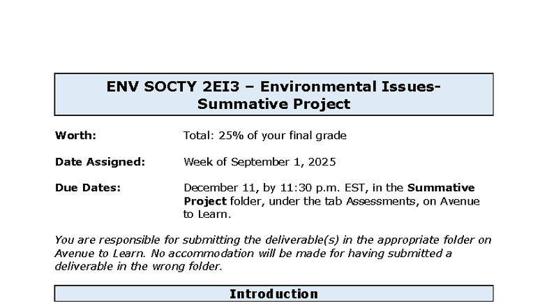 ES 2EI3 - Fall 2025 - Environmental Issues Mind Map Project - Studocu