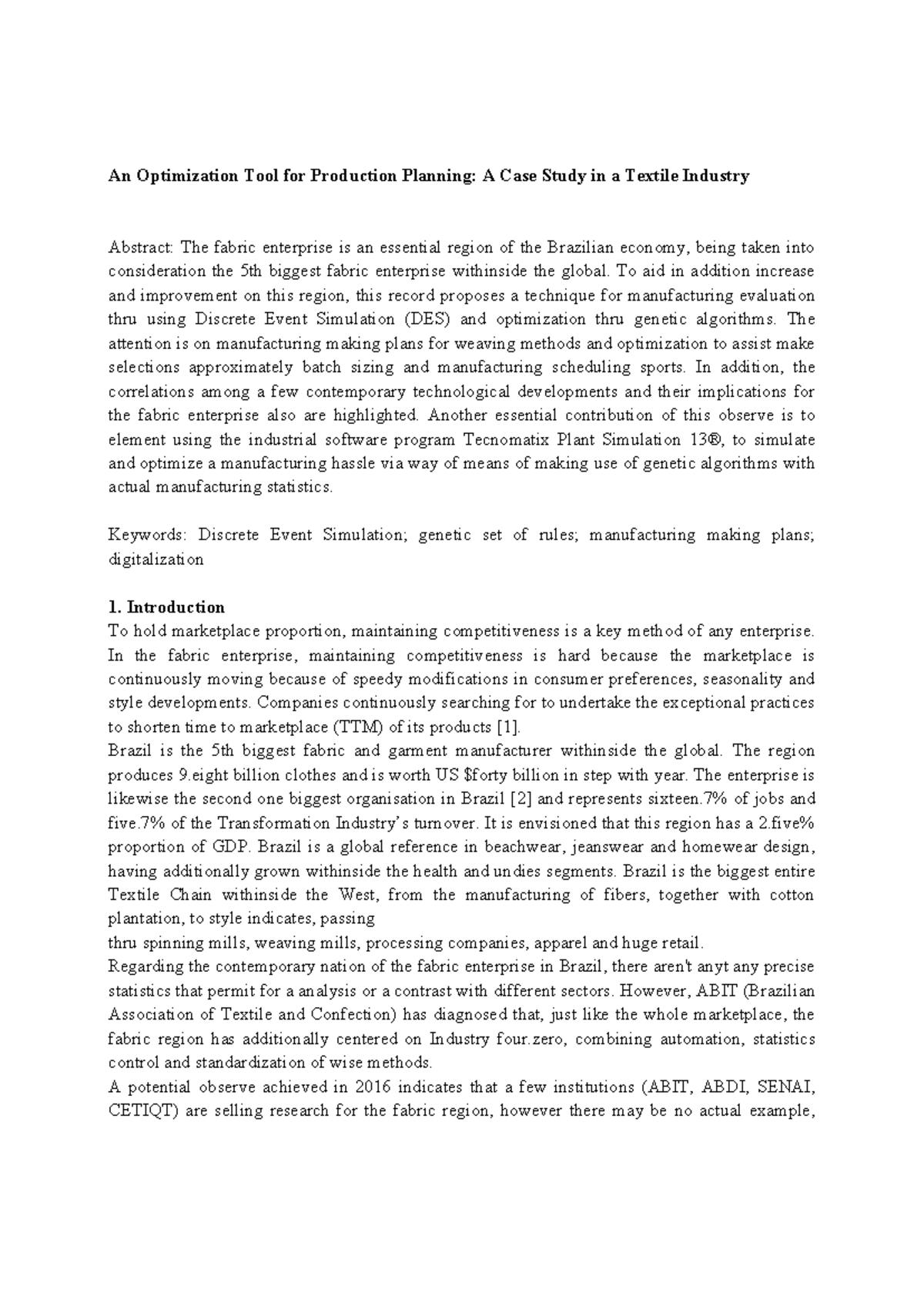 Optimization of Production Planning in Textile Industry: A Case Study ...