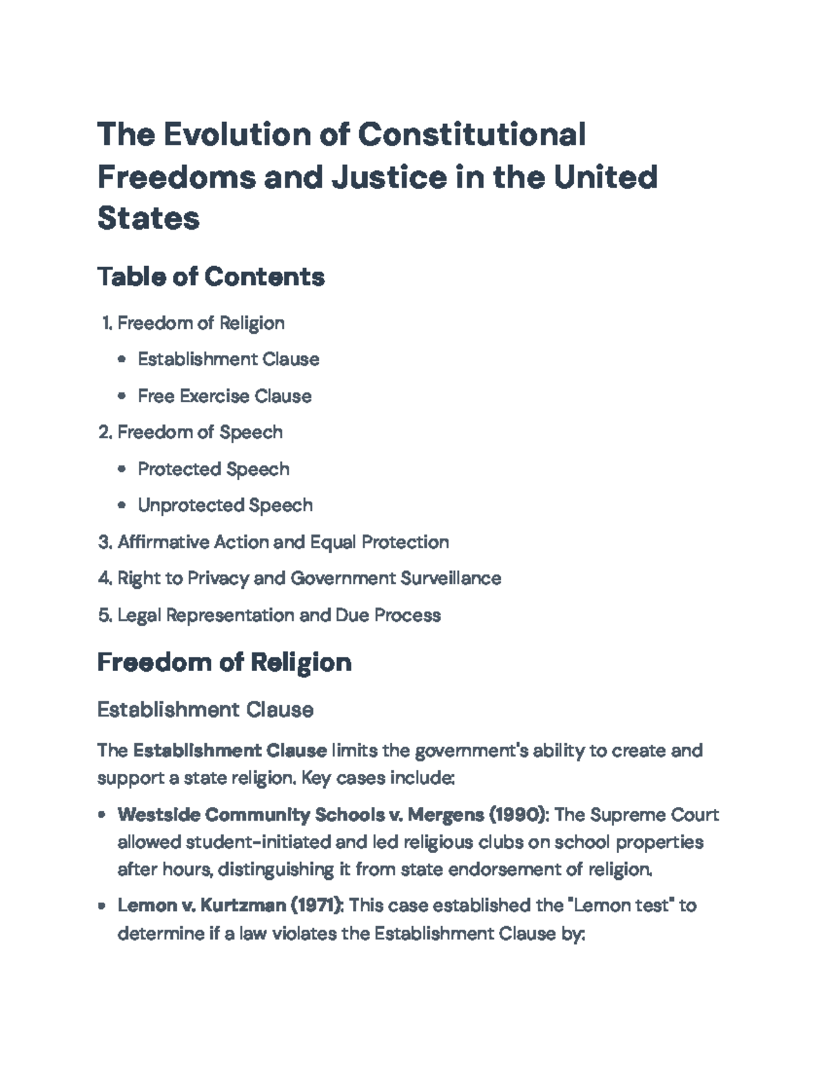 Constitutional Freedoms & Justice in the U.S.: Overview of Key Rights ...