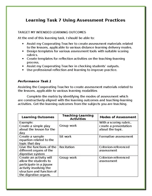 Learning Task internship - Learning Task 6: Assisting and Participating ...