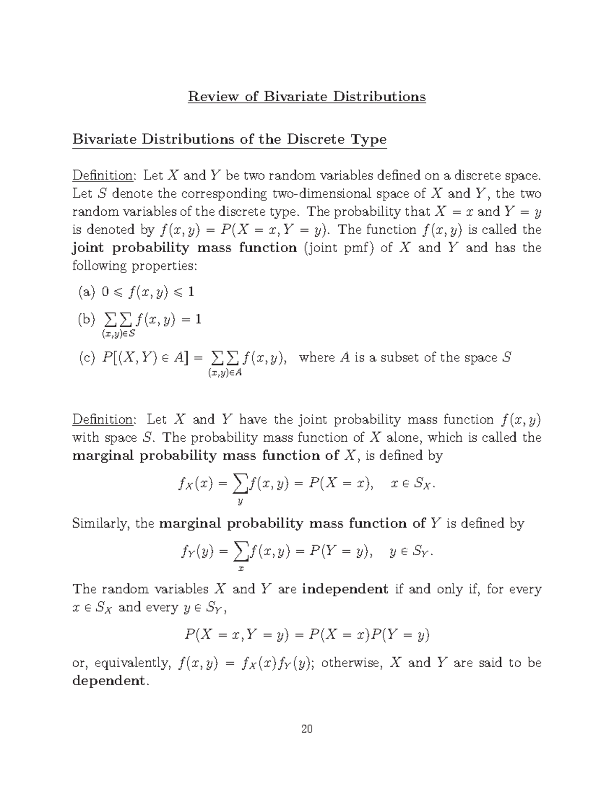 Lecture 5 Feb6 2023 - This is stats - Review of Bivariate Distributions ...