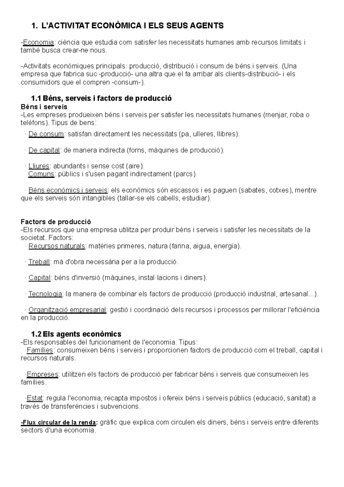 Economia T.1 i 2 - ... - 1. L’ACTIVITAT ECONÒMICA I ELS SEUS AGENTS ...