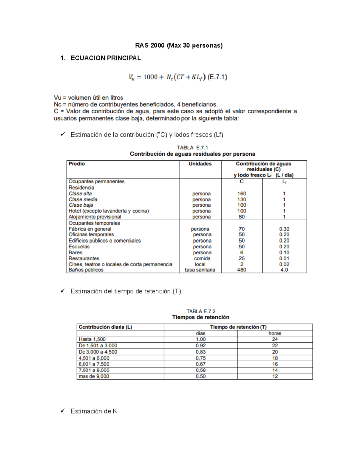 RAS 2000 - Apuntes Diseño de tanques septico y postratamiento para ...