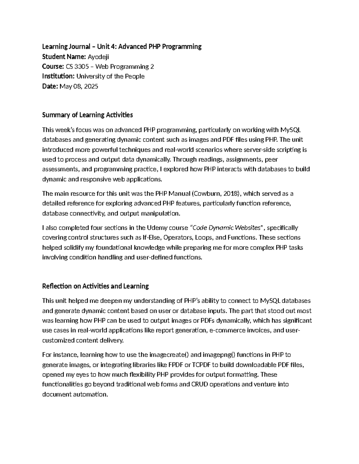 LJ4 - Advanced PHP Programming Insights & MySQL Integration (CS 3305) - Studocu