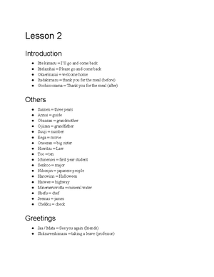 Genki Japanese Lesson 1 Vocabulary and Expressions Guide - Lesson Vocab ...