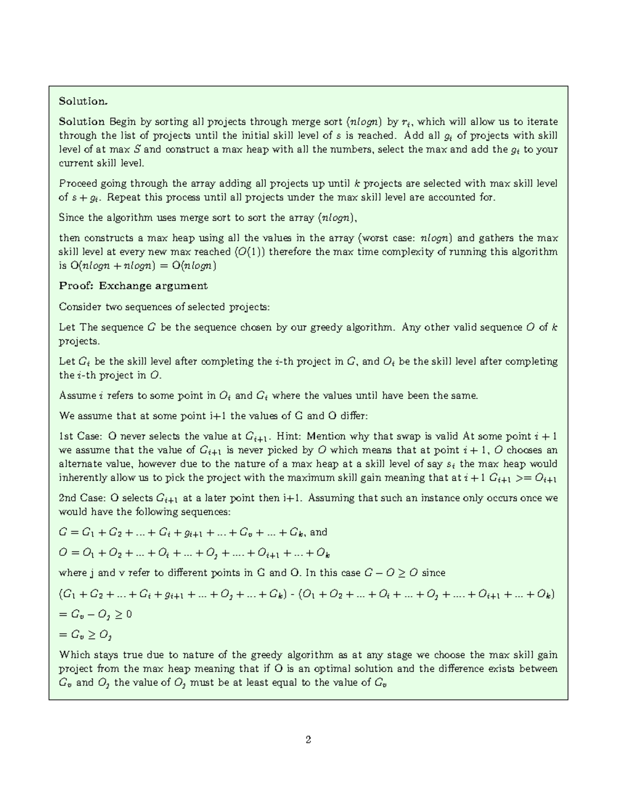 Greedy-Proof for Project Selection Algorithm (CS101) - Studocu