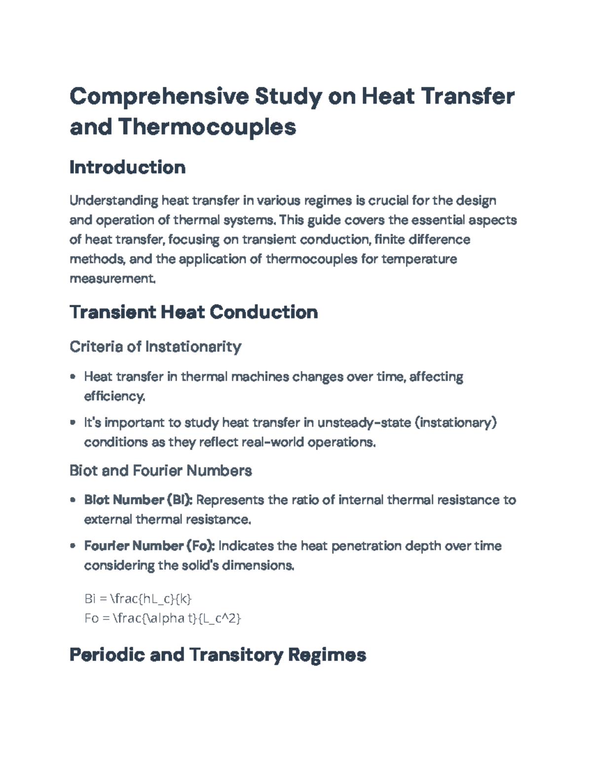 Heat Transfer Fundamentals and Thermocouples Study Guide ...