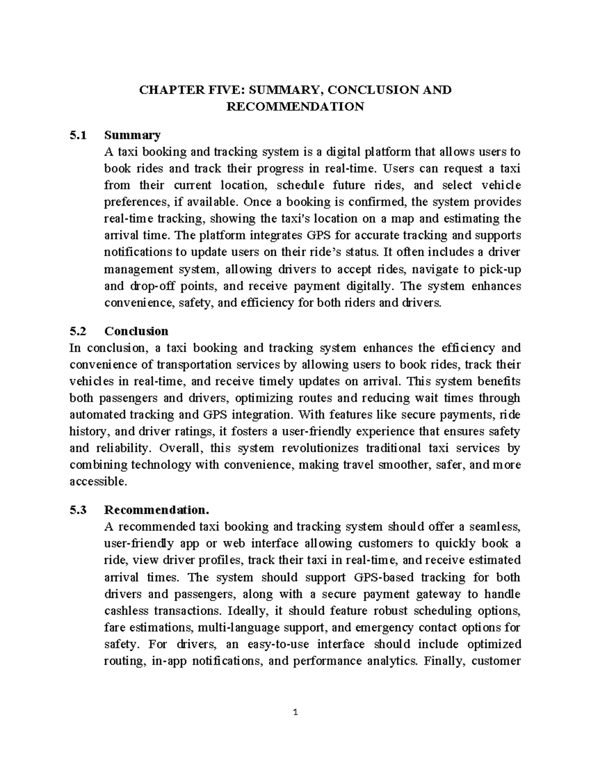 Chapter 5 - Summary, Conclusion & Recommendations for Project - Studocu