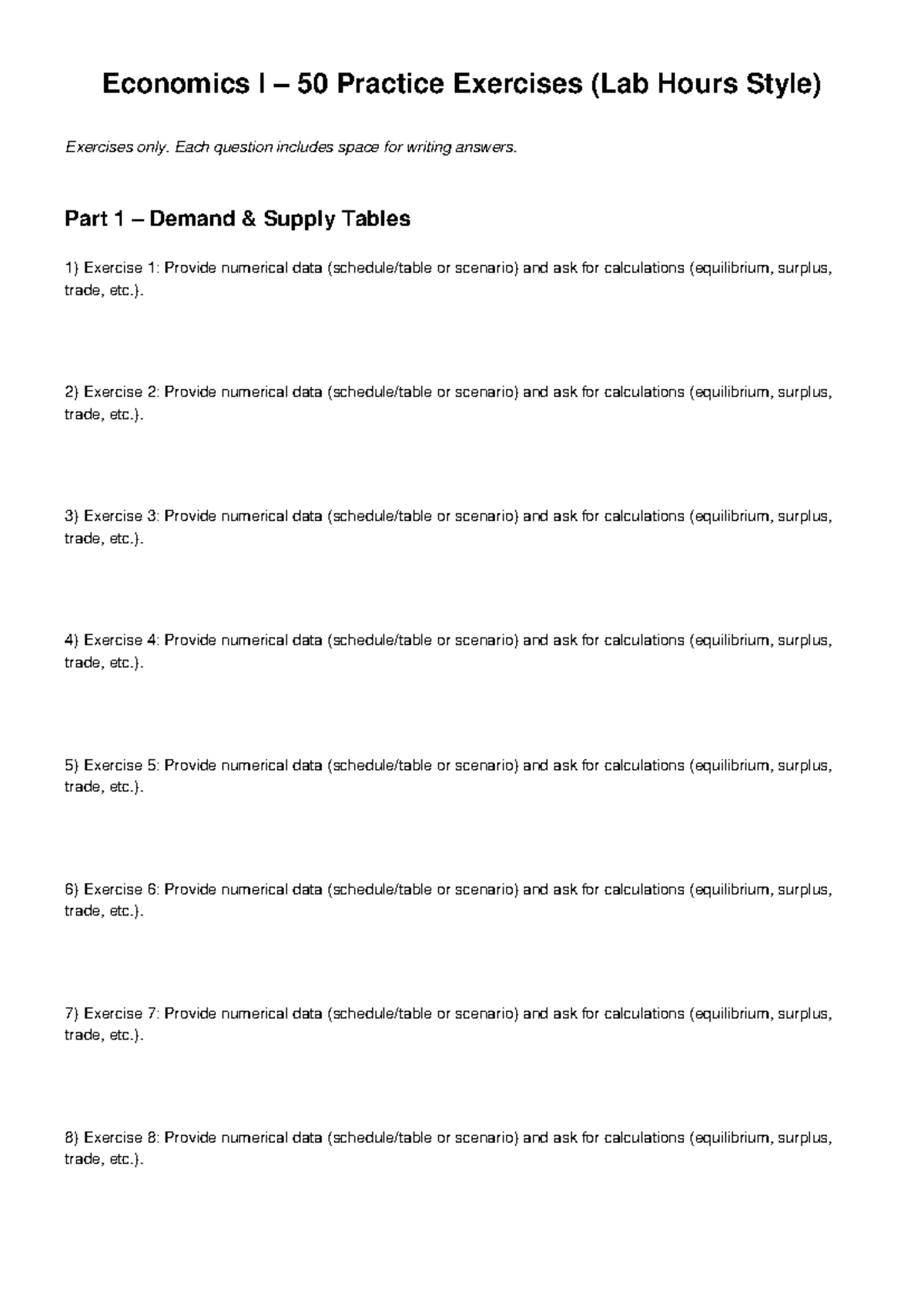 Economics I – 50 Lab Style Practice Exercises for Mastery - Studocu