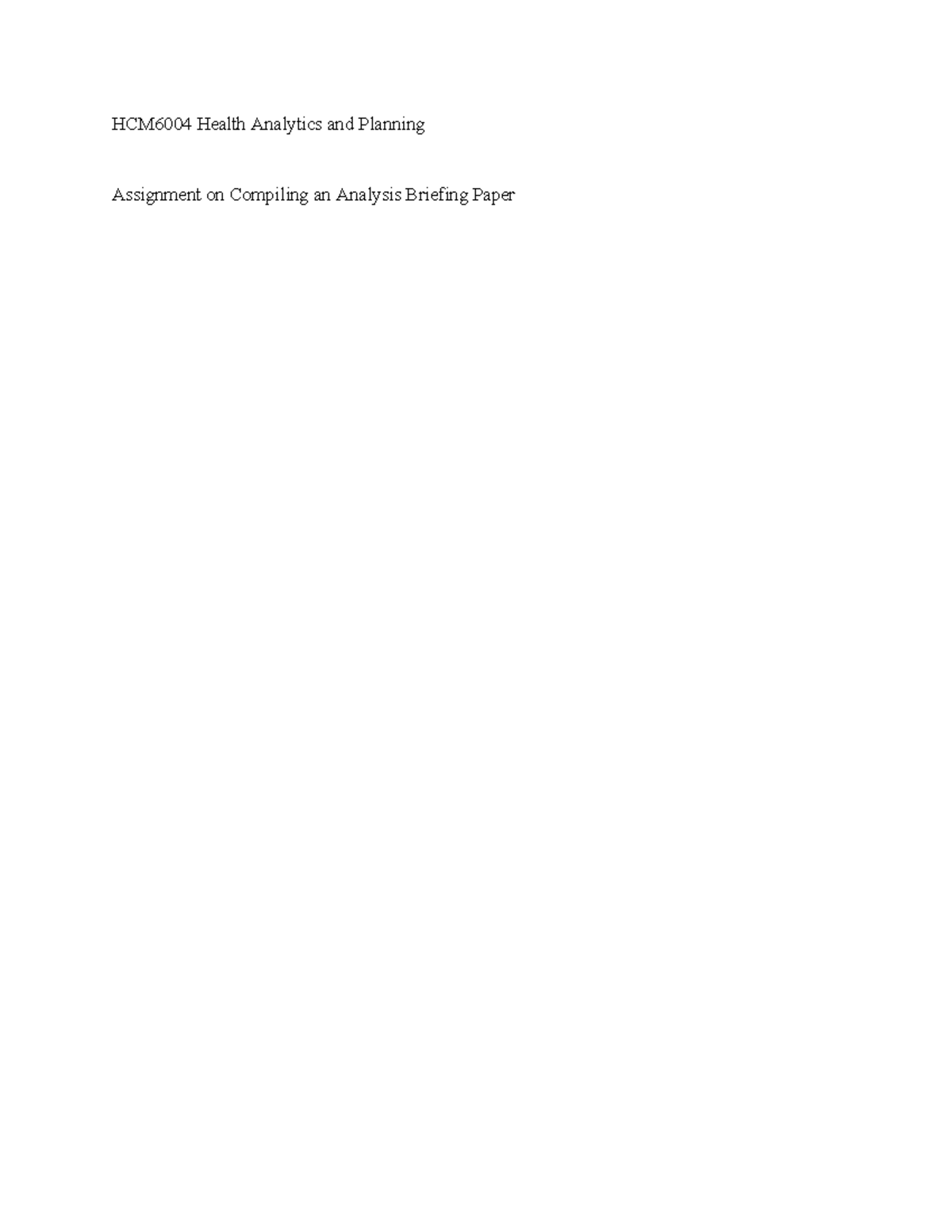 HCM6004 Final Analysis Briefing Paper on NHS Diabetes Care Strategies ...