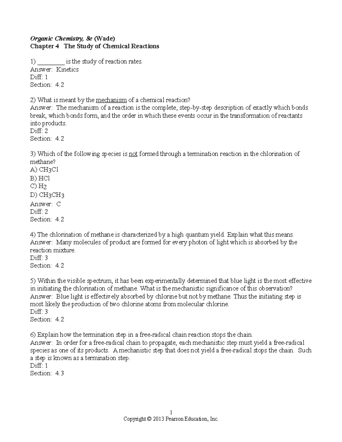 04 Organic Chemistry Test Bank - Kinetics and Reaction Mechanisms - Studocu