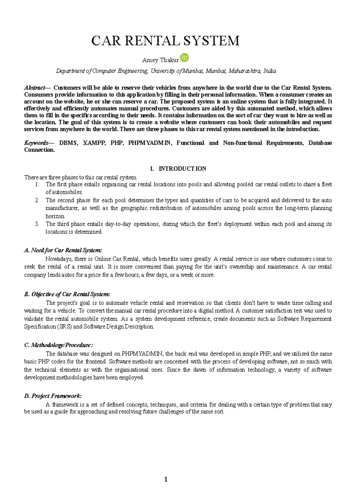 Car Rental System Overview - CE2108 Project Report - Studocu