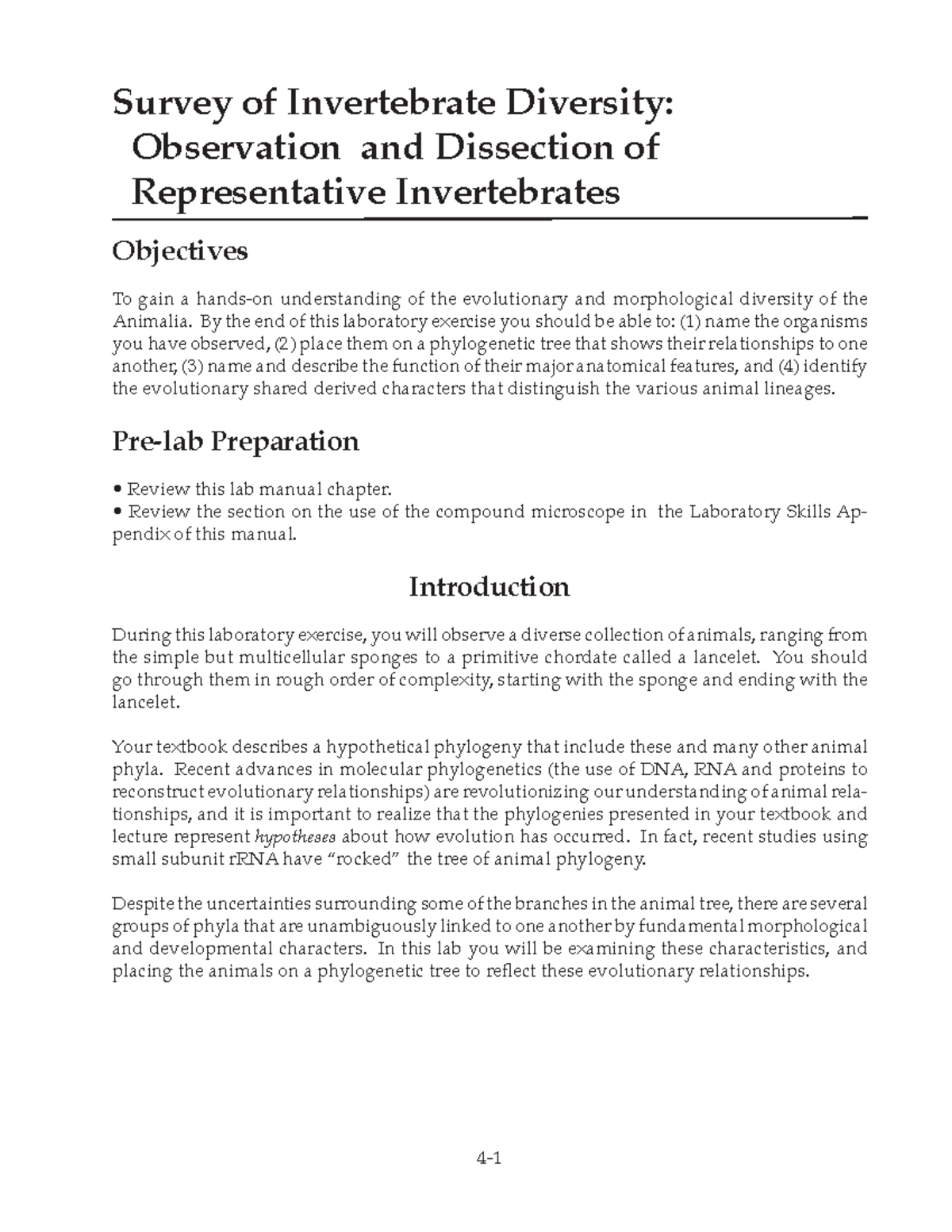 Ch. 4 - Lab on Invertebrate Diversity - 102-S17 - Studocu