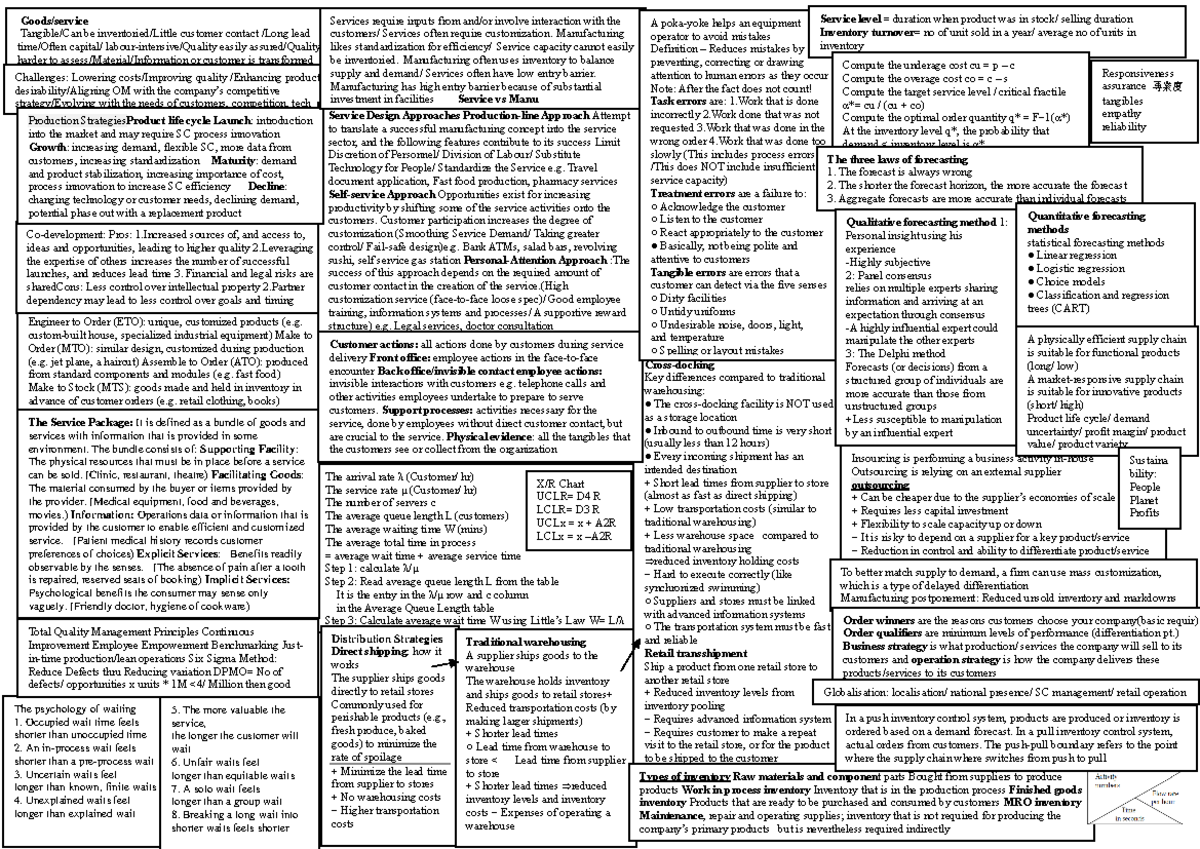 OM Cheat Sheet: Key Concepts in Operations Management Notes - Studocu