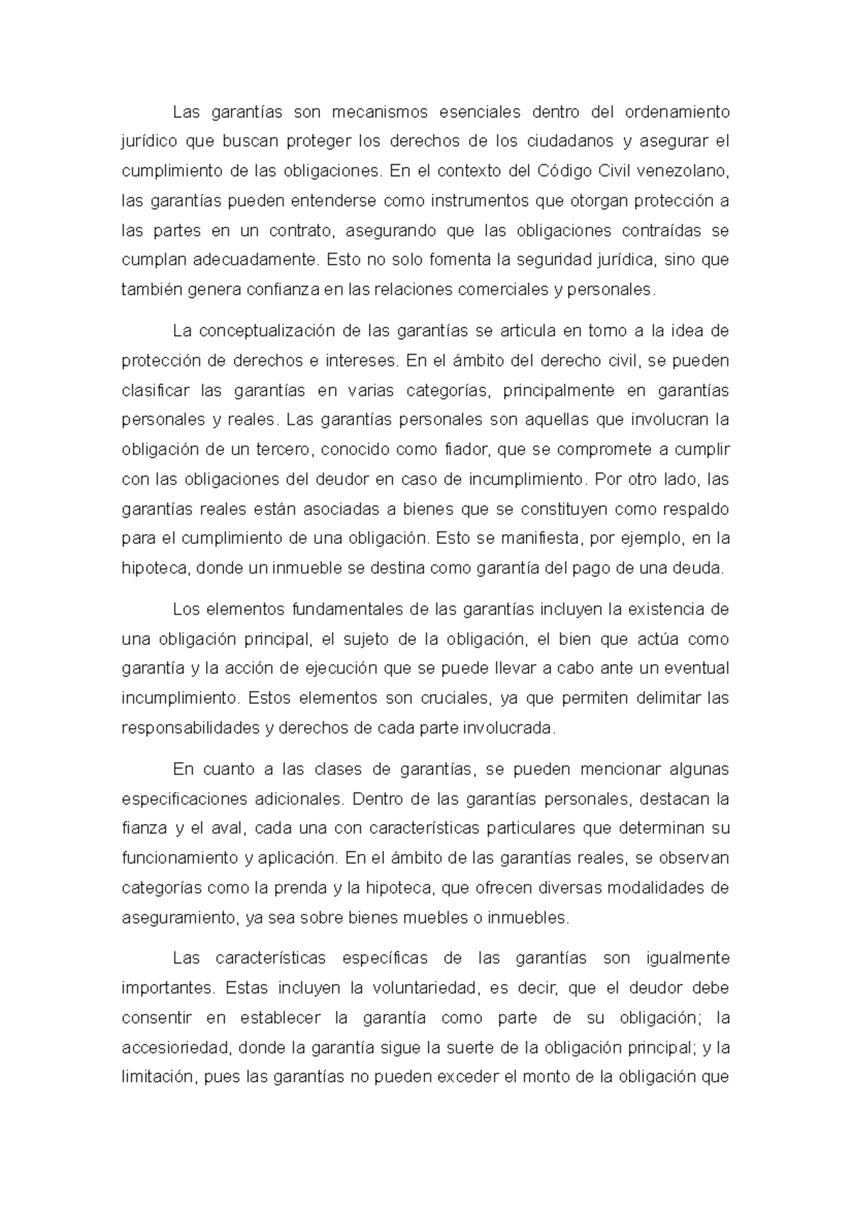 Garantías en el Código Civil Venezolano: Protección de Derechos - Studocu