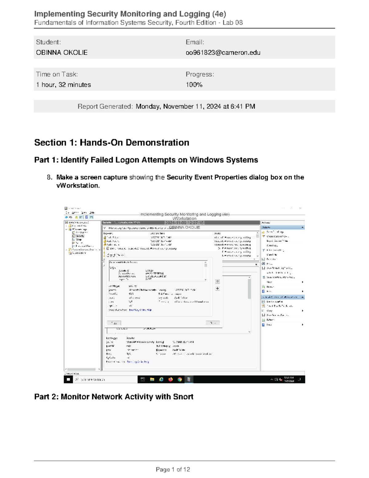 ISSC 421 Lab 08: Security Monitoring, Logging, and Analysis - Studocu