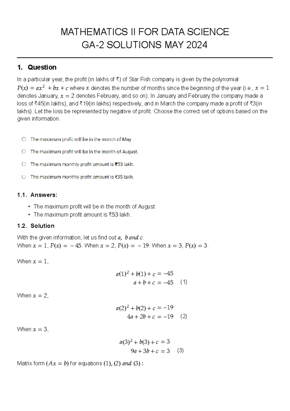 Mathematics II for data science solutions - Week 2 notes - Studocu