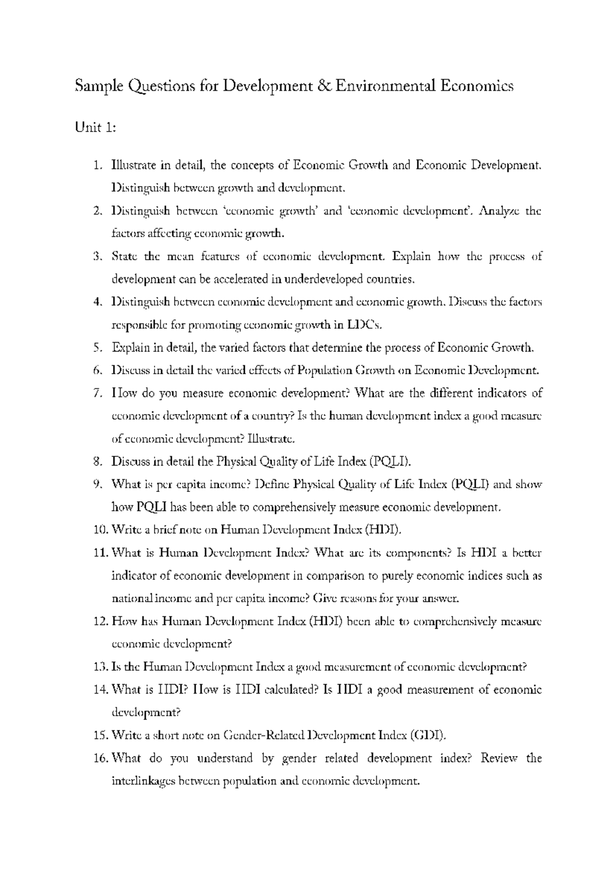 Sample Questions for Practice - Comprehensive Question Bank - Studocu