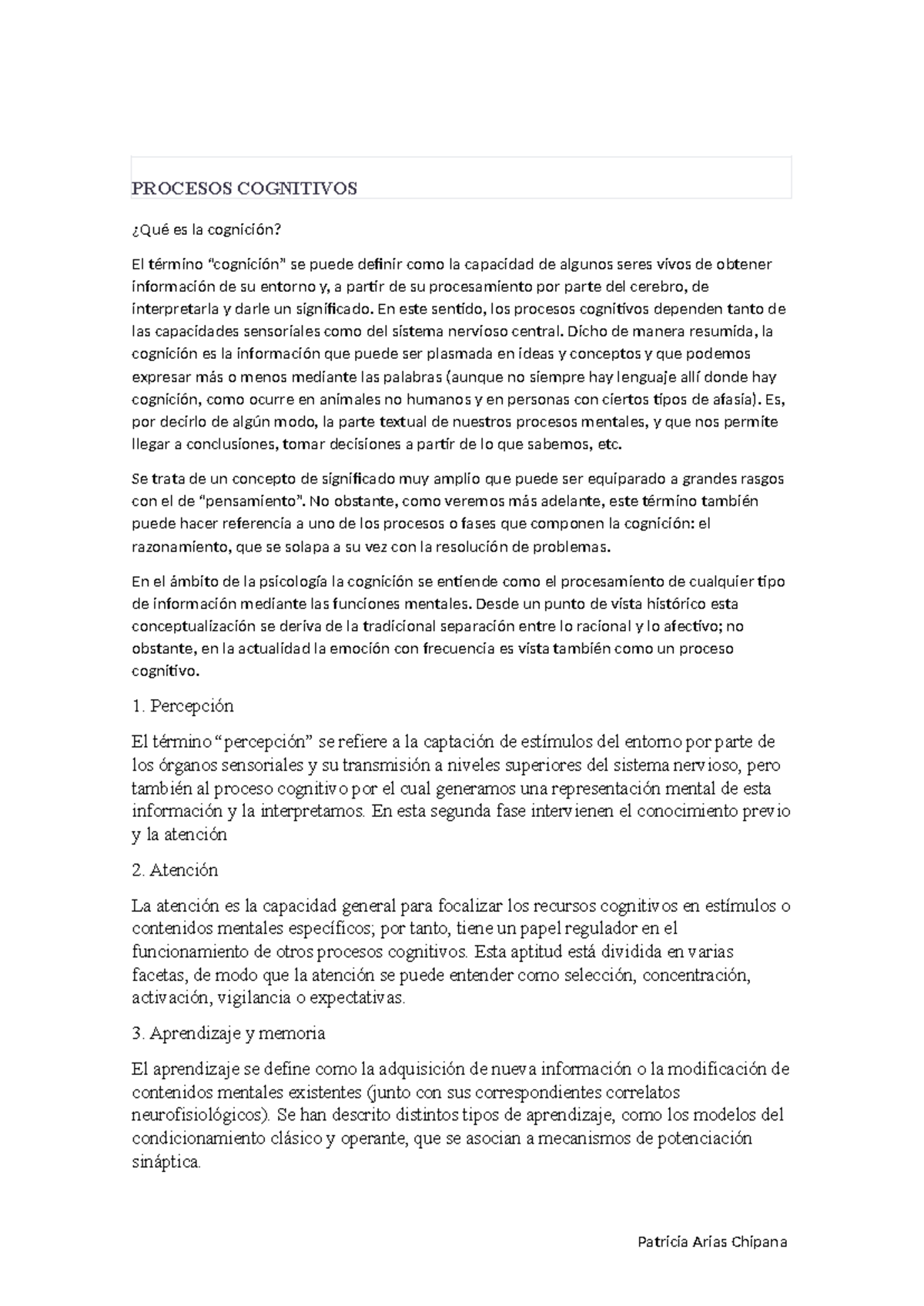 Procesos Cognitivos - PROCESOS COGNITIVOS ¿Qué es la cognición? El ...