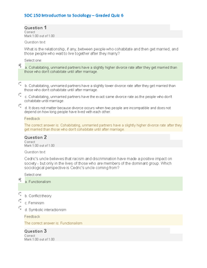 SOC1502 Final Exam - Question 1 Answer saved Marked out of 1. Flag ...