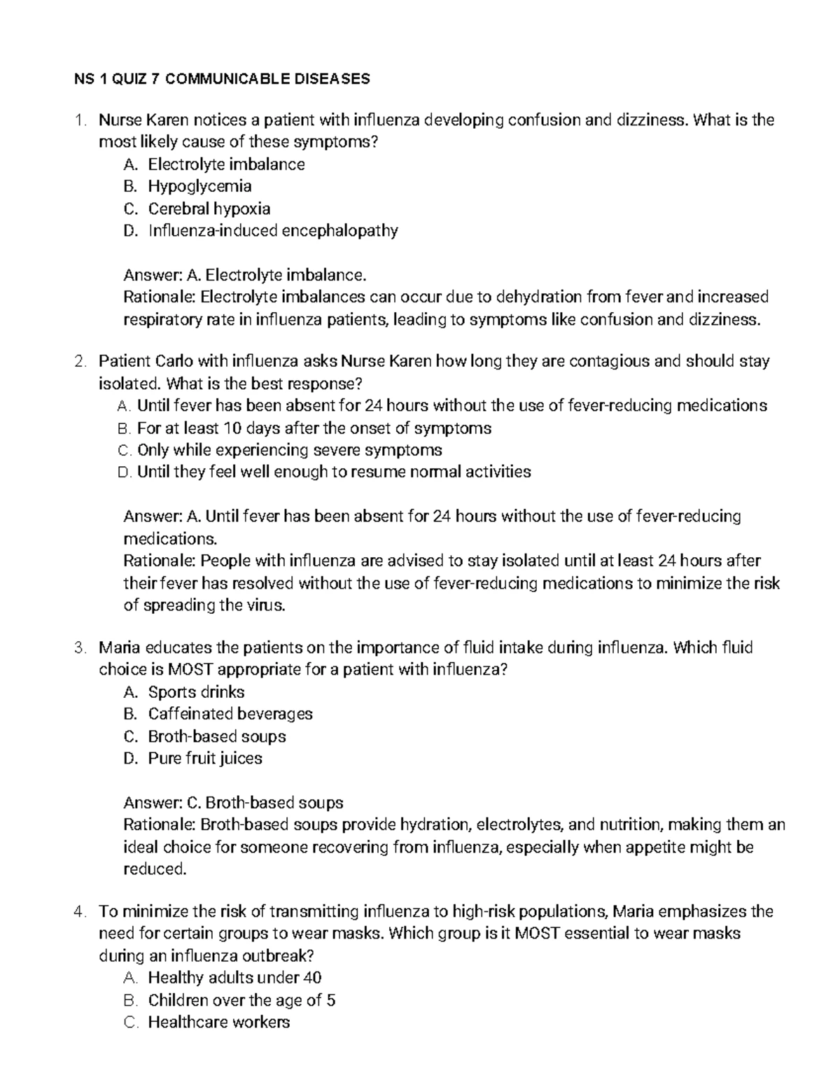NS 1 QUIZ 10: Key Concepts in Communicable Diseases and Infections ...