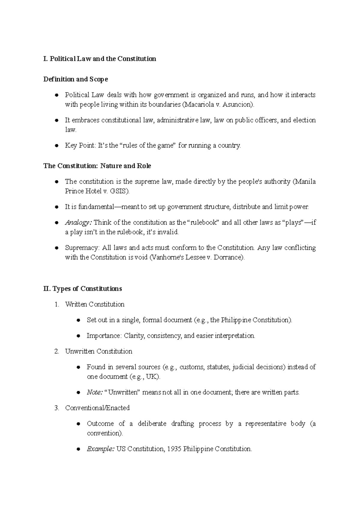 Political Law Notes (PL 101): Constitution, Sovereignty, and Government ...