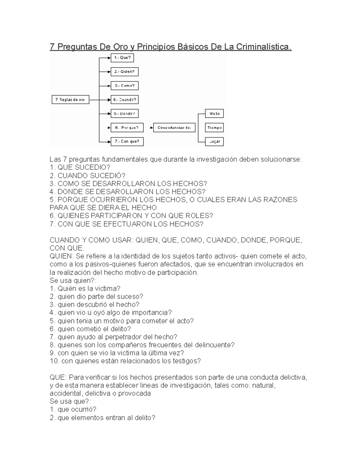 7 Preguntas De Oro y Principios Básicos De La Criminalística - Las 7 ...