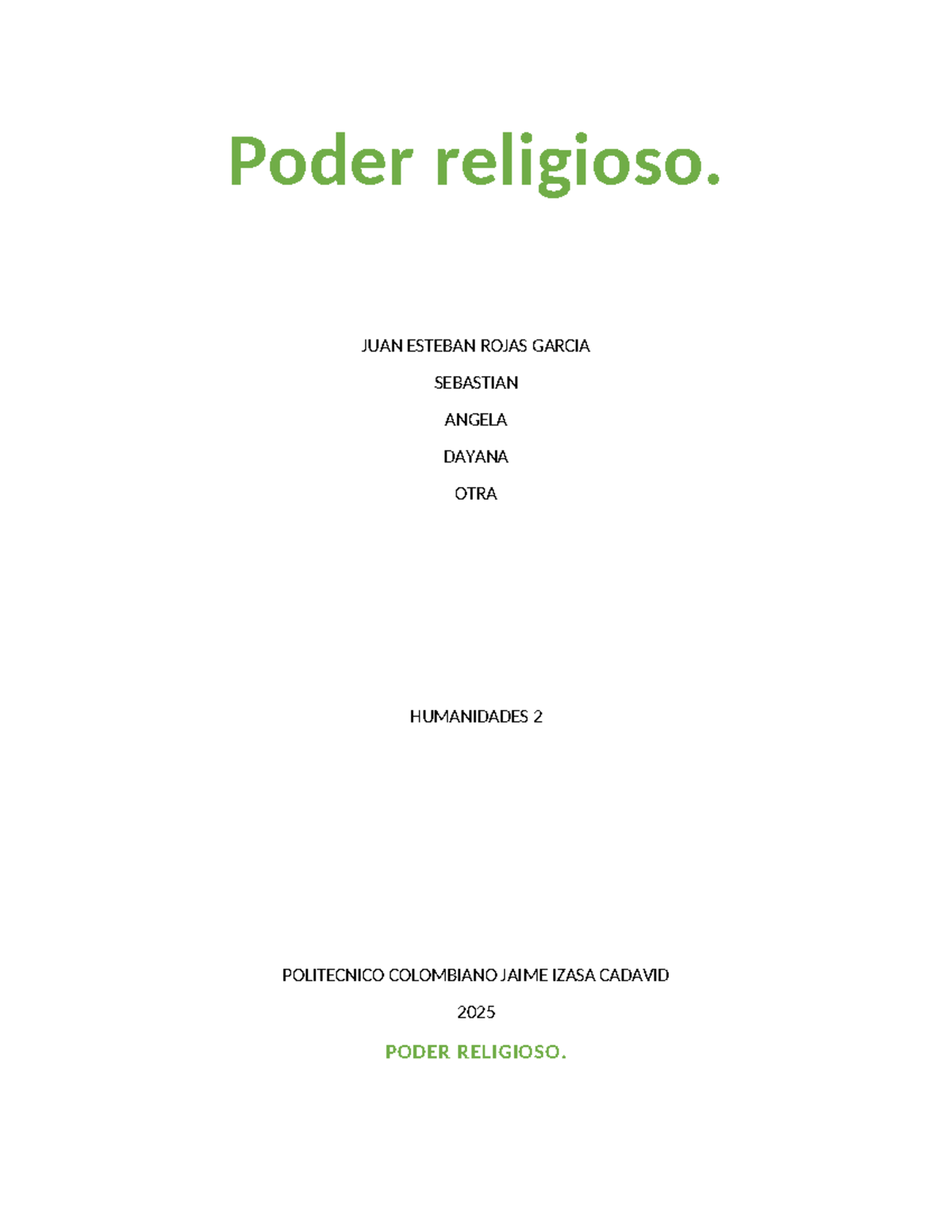 Poder Religioso: Influencia y Control en la Sociedad Actual - HUM 2 ...
