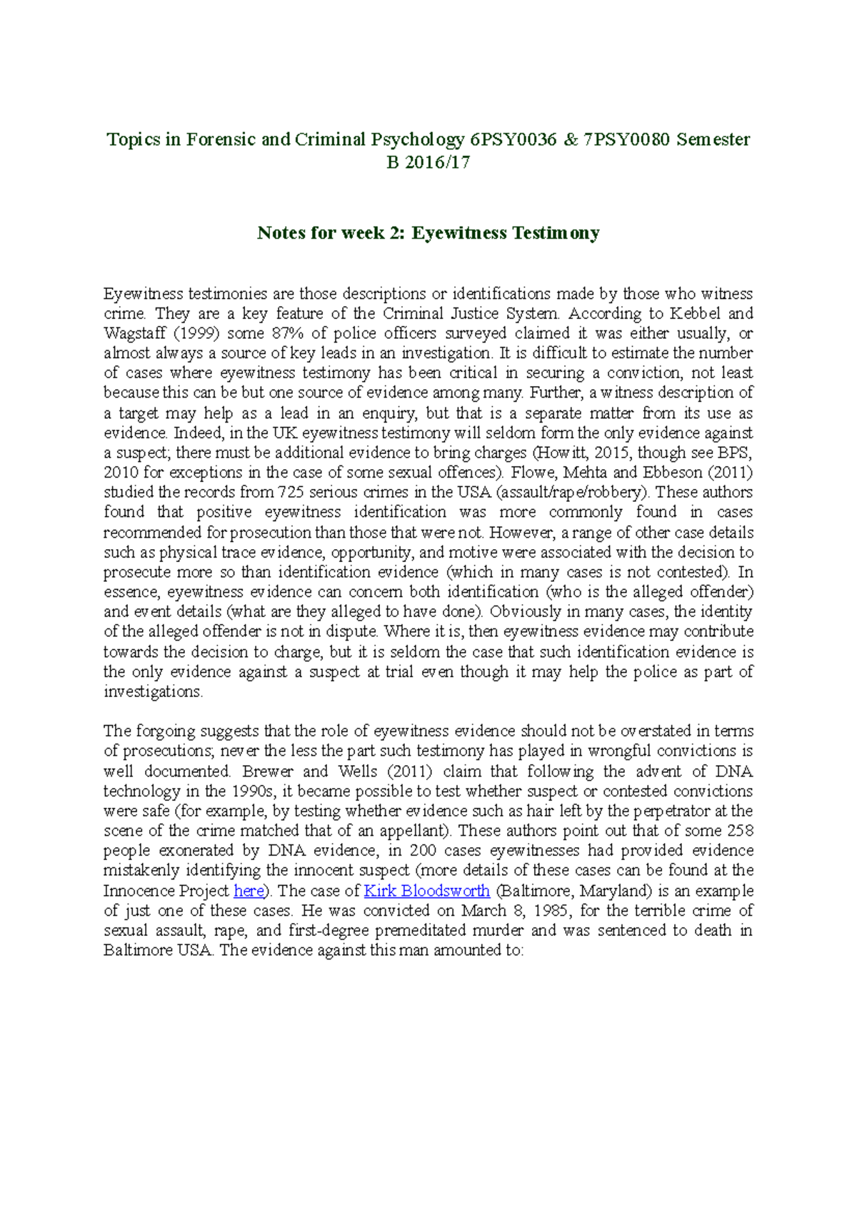 Eyewitness Testimony - Topics in Forensic and Criminal Psychology ...