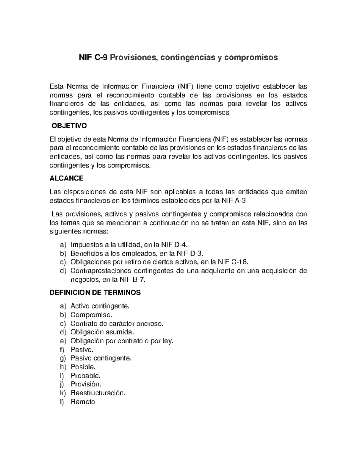 NIF C-9: Provisiones, Contingencias y Compromisos en Estados ...