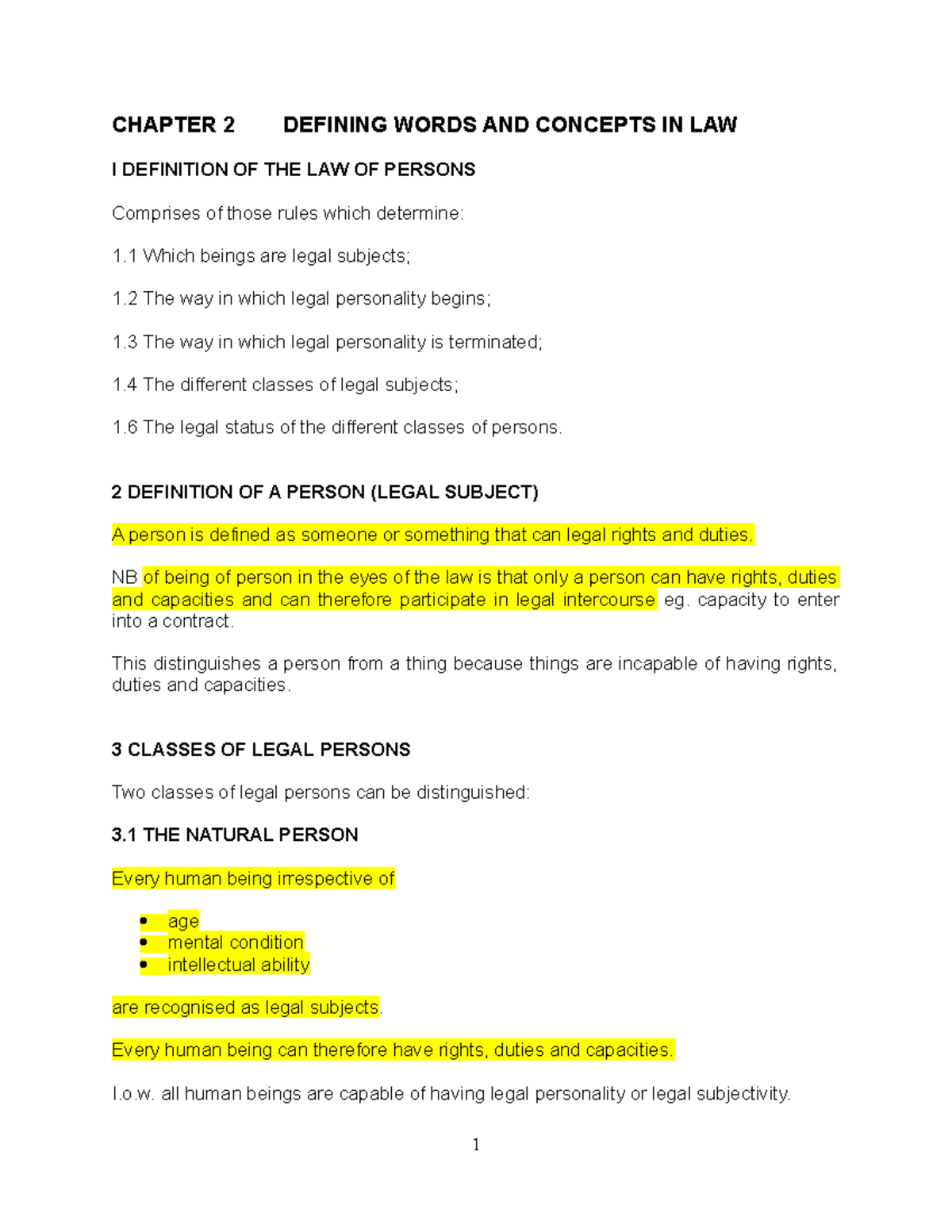 PART 1 CH 2 - summary - CHAPTER 2 DEFINING WORDS AND CONCEPTS IN LAW I ...