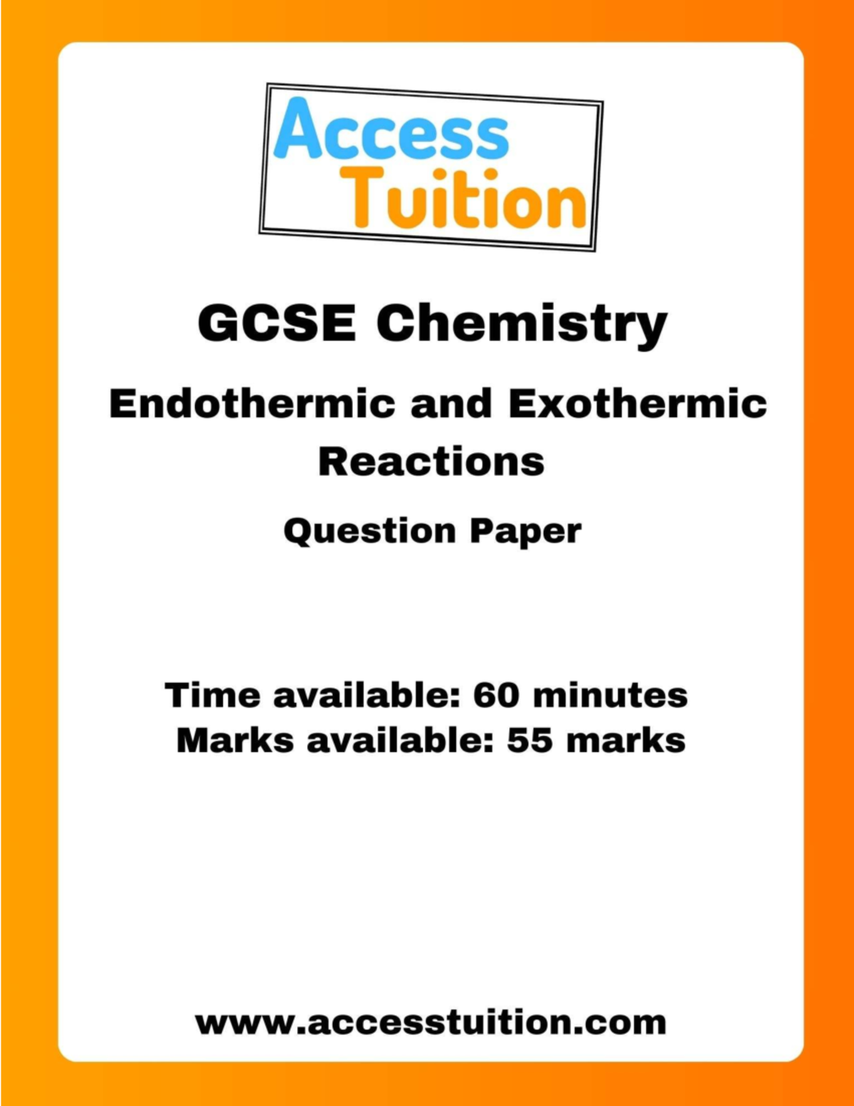 AQA GCSE Chemistry: Endothermic & Exothermic Reactions QP - Studocu