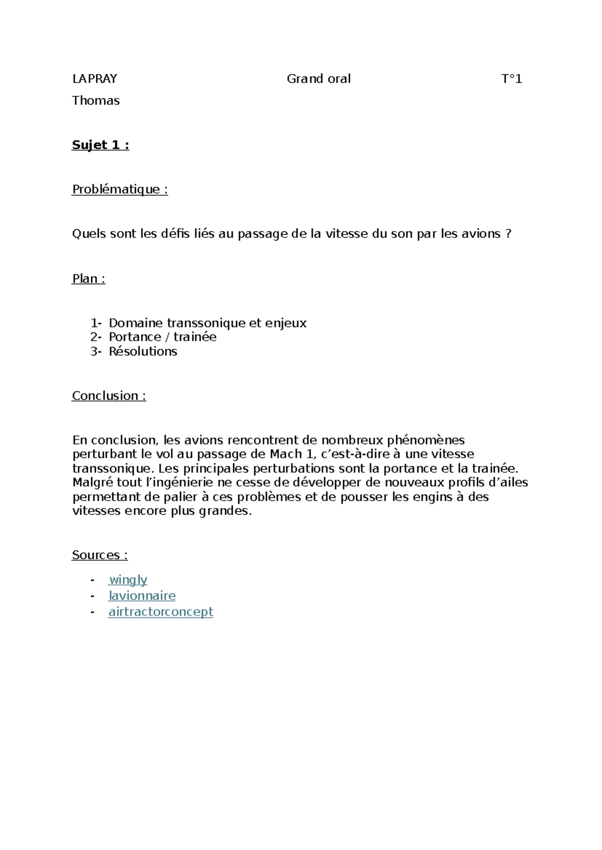 LAPRAY Grand Oral: Défis du Passage de la Vitesse du Son par les Avions ...