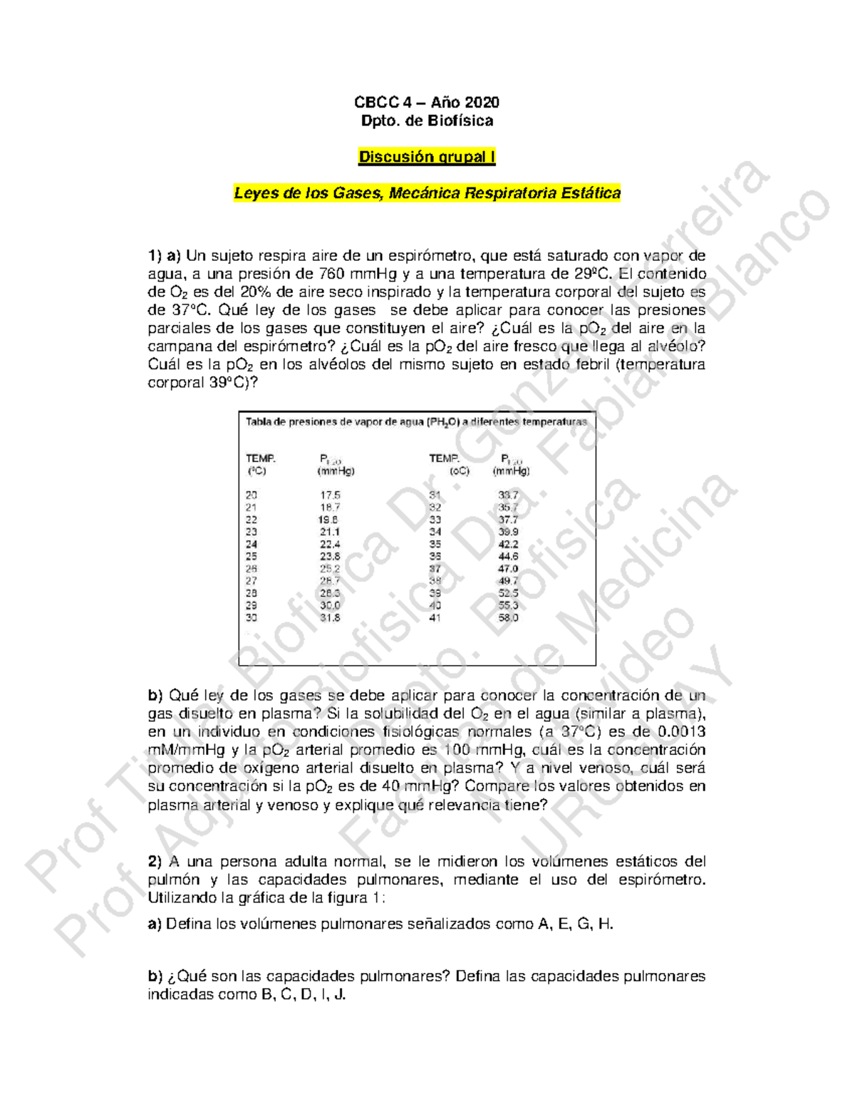 CBCC 4 Año 2020: Leyes de los Gases y Mecánica Respiratoria - Studocu