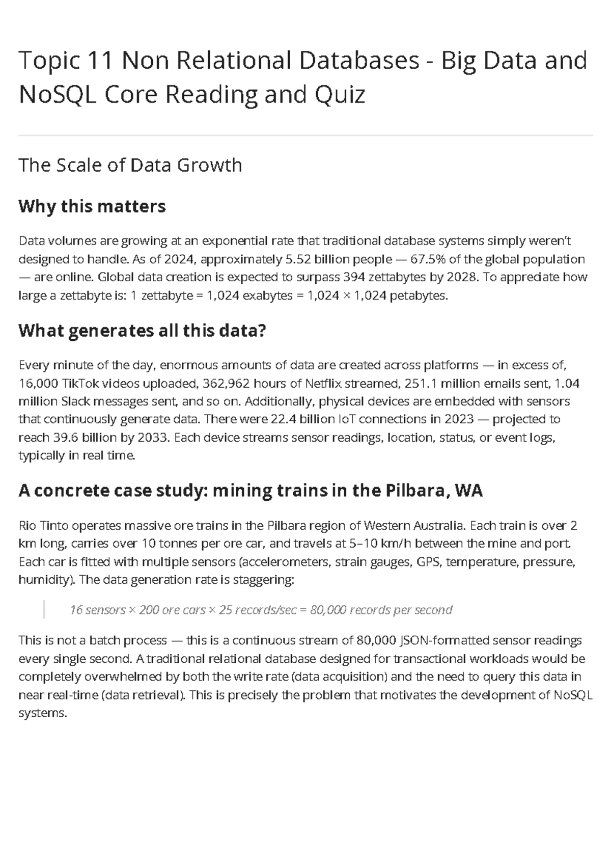 Topic 11: Non-Relational Databases & Big Data - Core Reading & Quiz ...