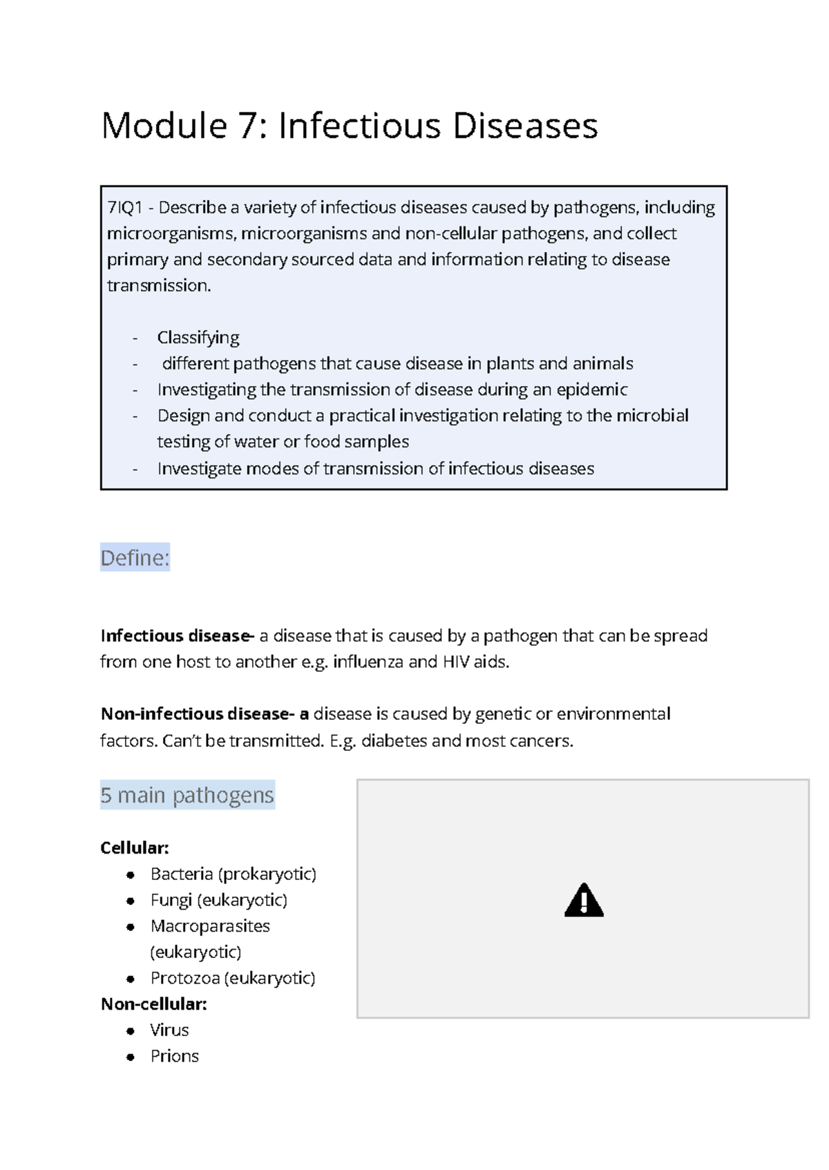 Module 7: Infectious Diseases - Pathogens and Transmission Analysis ...
