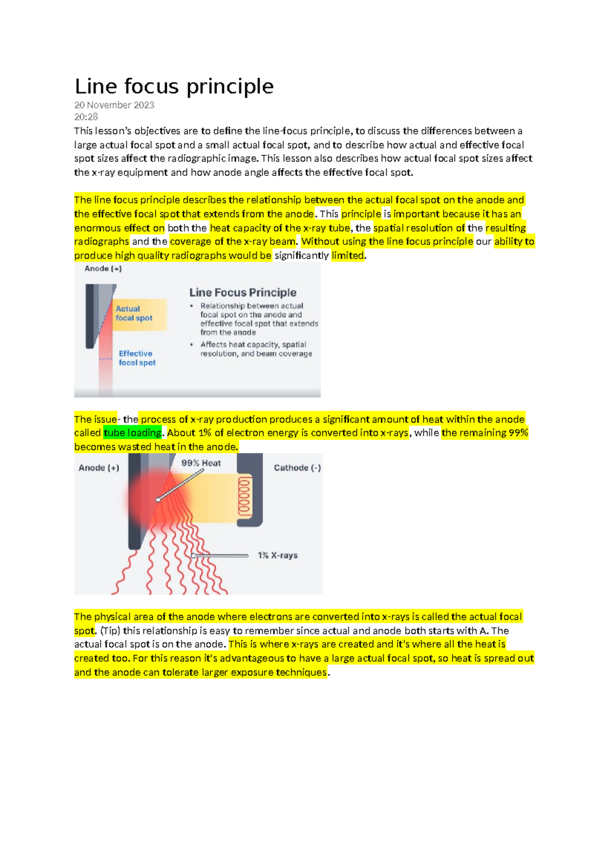 Lecture on Line Focus Principle in Radiography: Impact on Focal Spots ...