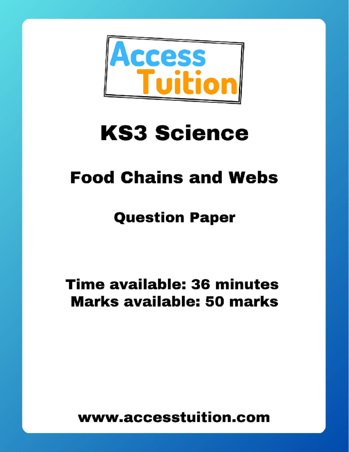 KS3 Food Chains and Webs Question Paper - Studocu